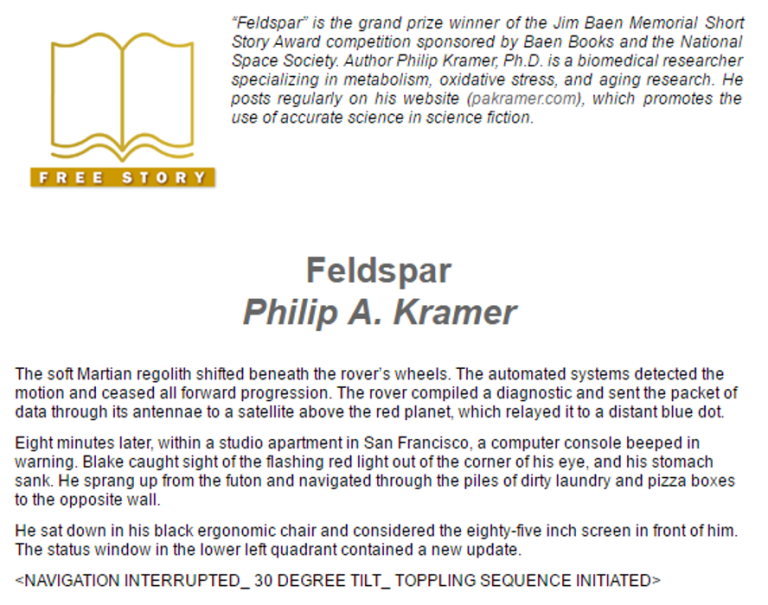 P. A. Kramer | Writer and Scientist